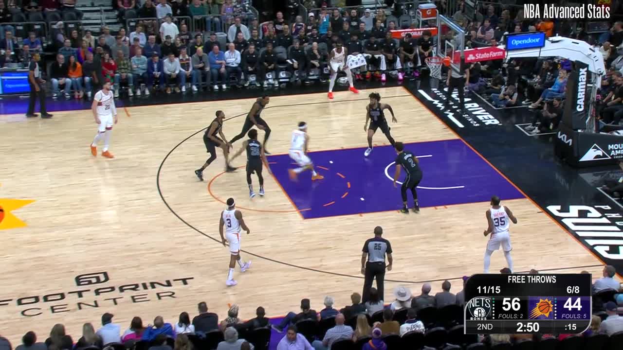 Devin Booker drives middle of the floor with Kevin Durant and Bradley ...