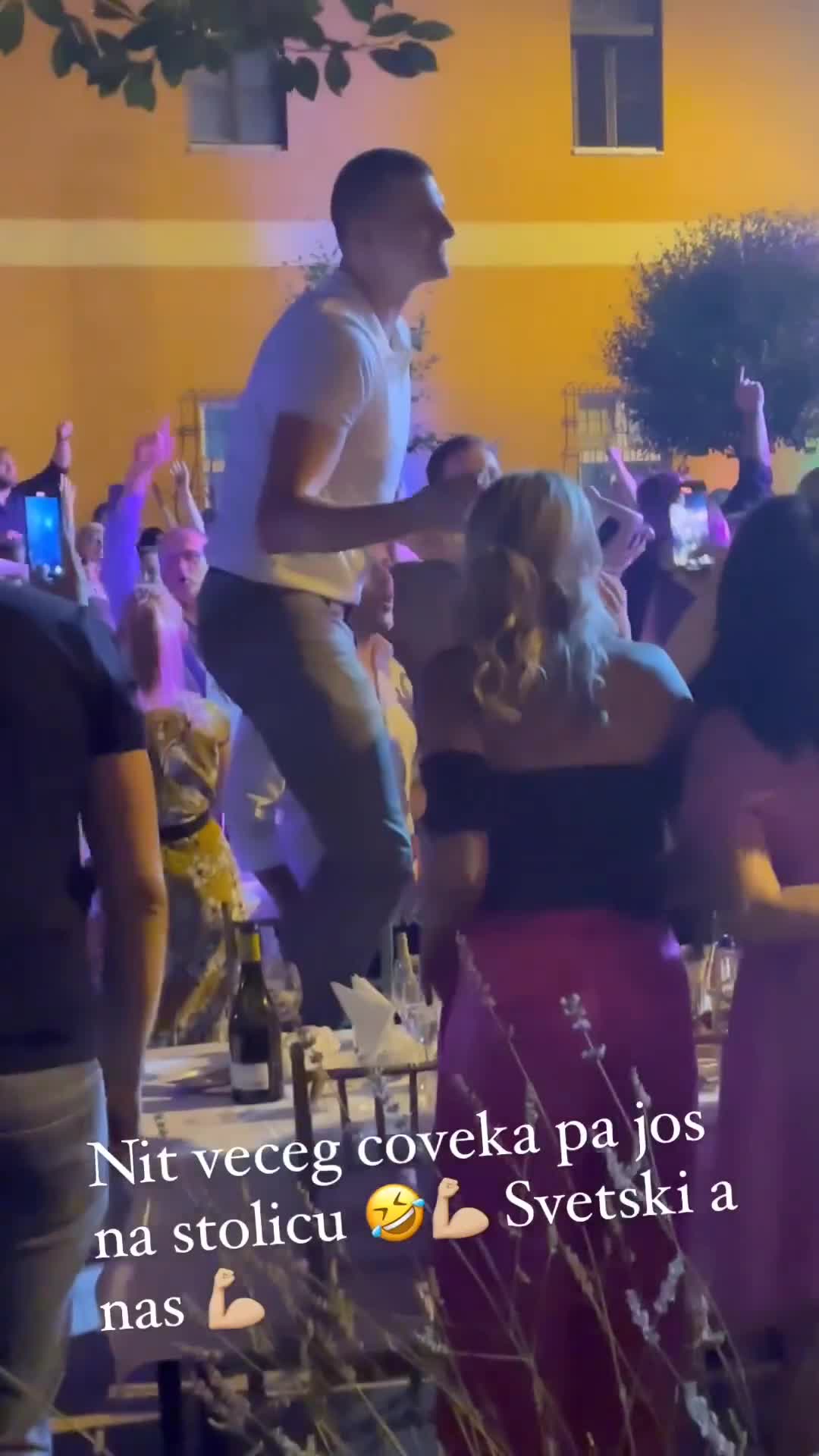 Jokic dancing on a chair