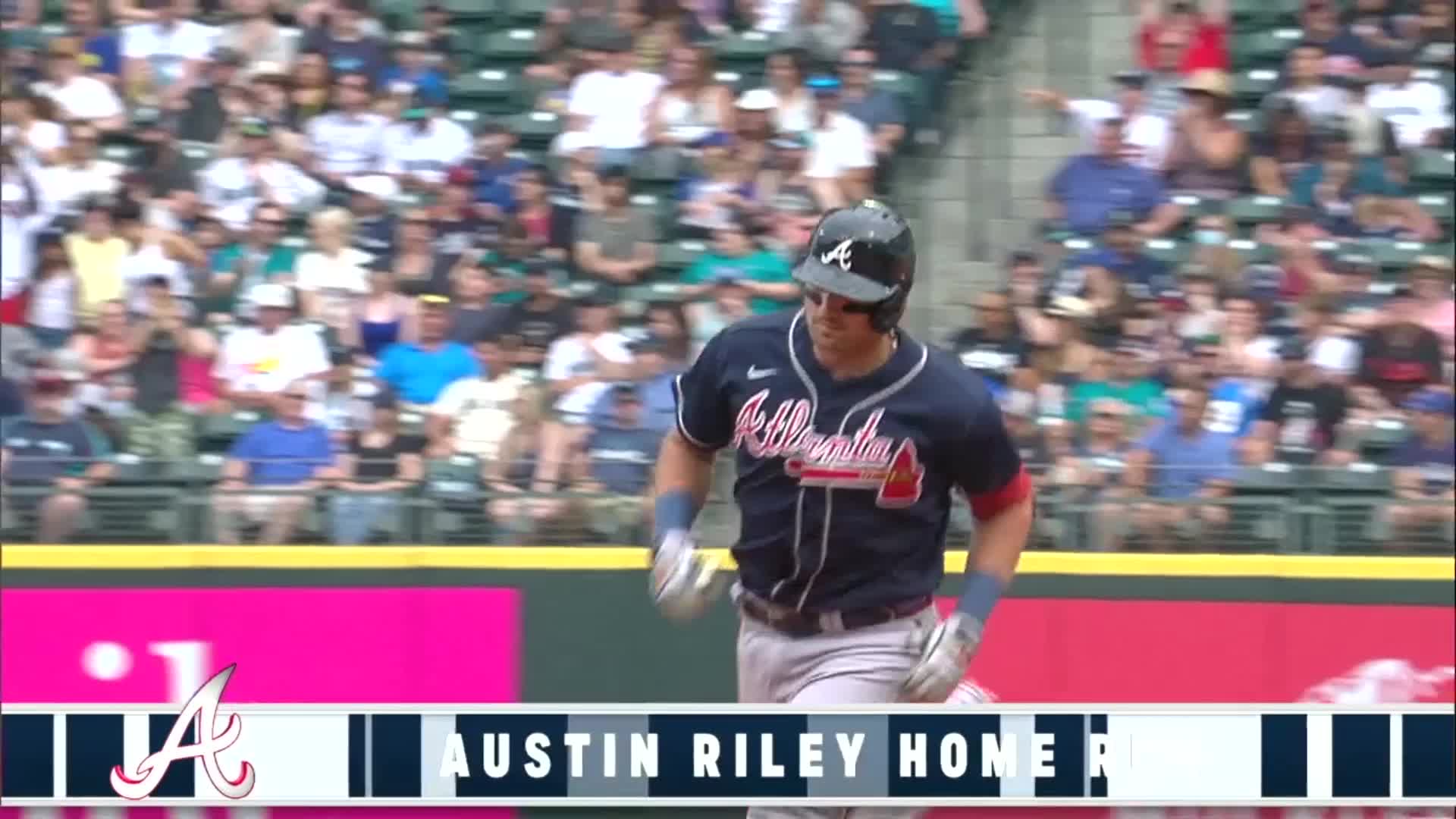 Austin Riley's 36th home run ties the game in the fourth against the ...