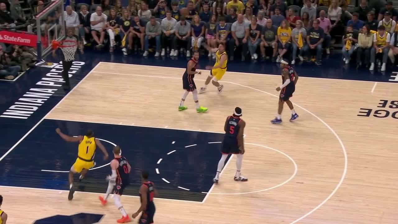 Watch TJ McConnel to Toppin reverse jam | Streamable