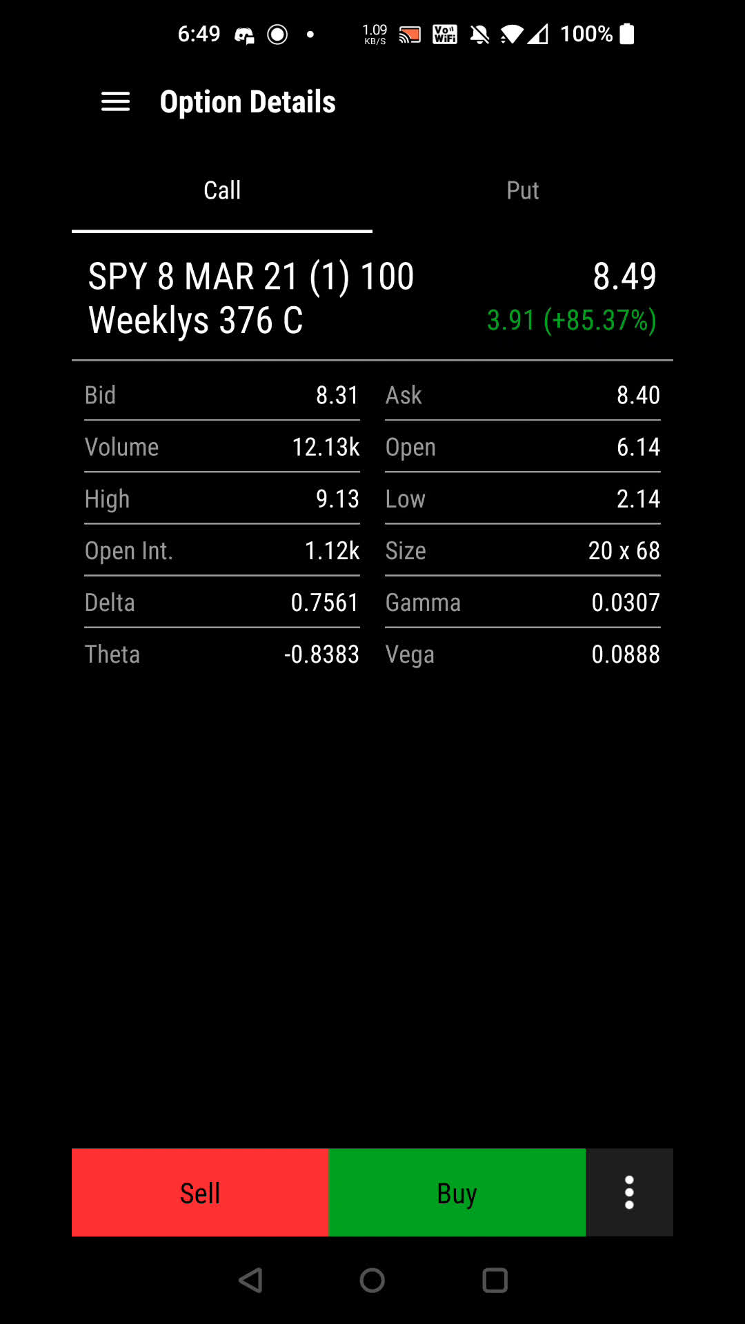 Viewing Options Chart on Android ToS