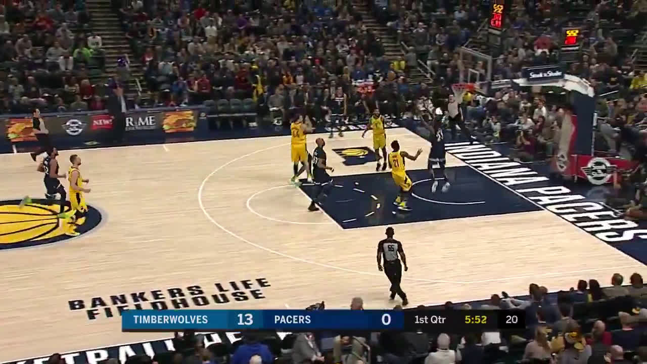 A KAT block leads to a Jimmy Butler slam off a Wiggins alley-oop