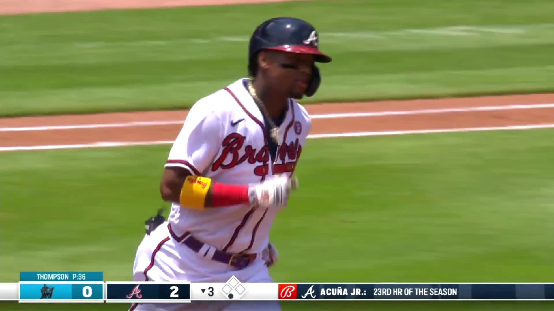 Watch Ronald Acuña Jr.'s 2-run homer puts the Braves in the lead in the third. | Streamable