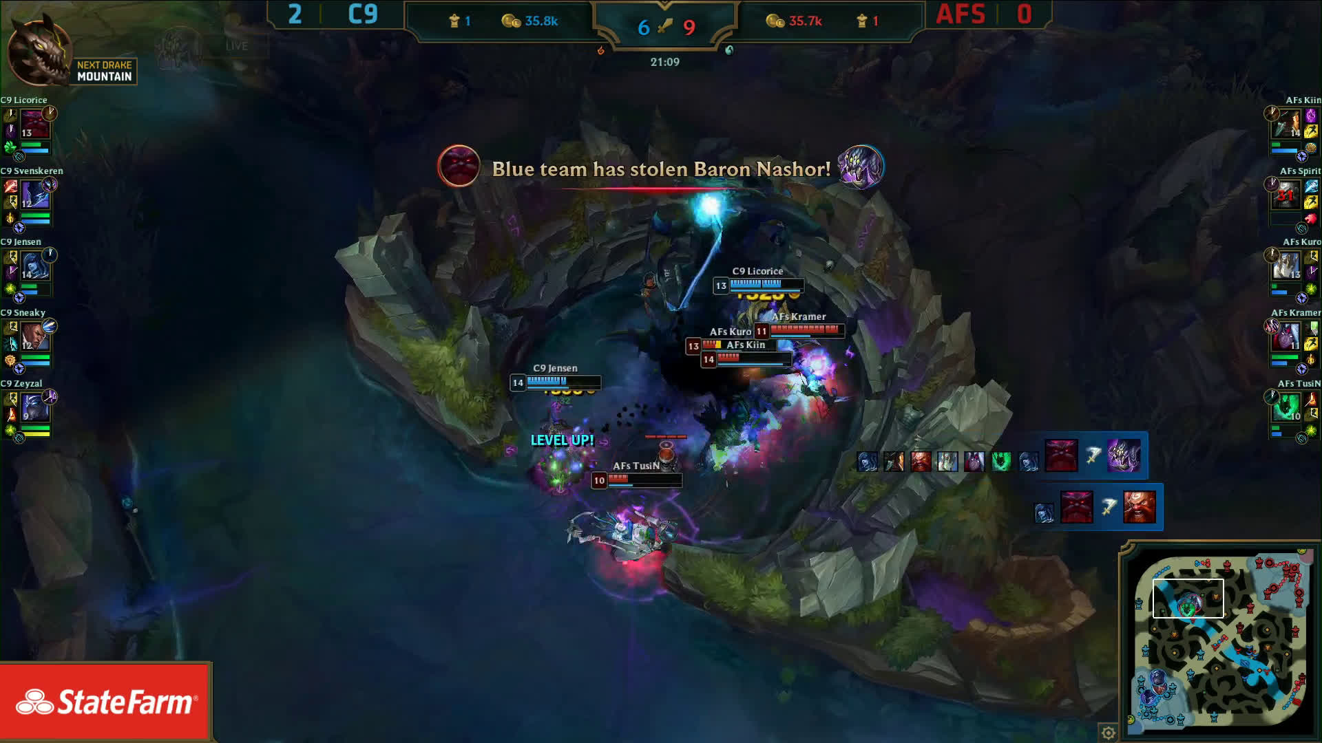 C9 vs AF Game 3 Worlds HUGE BARON PLAY