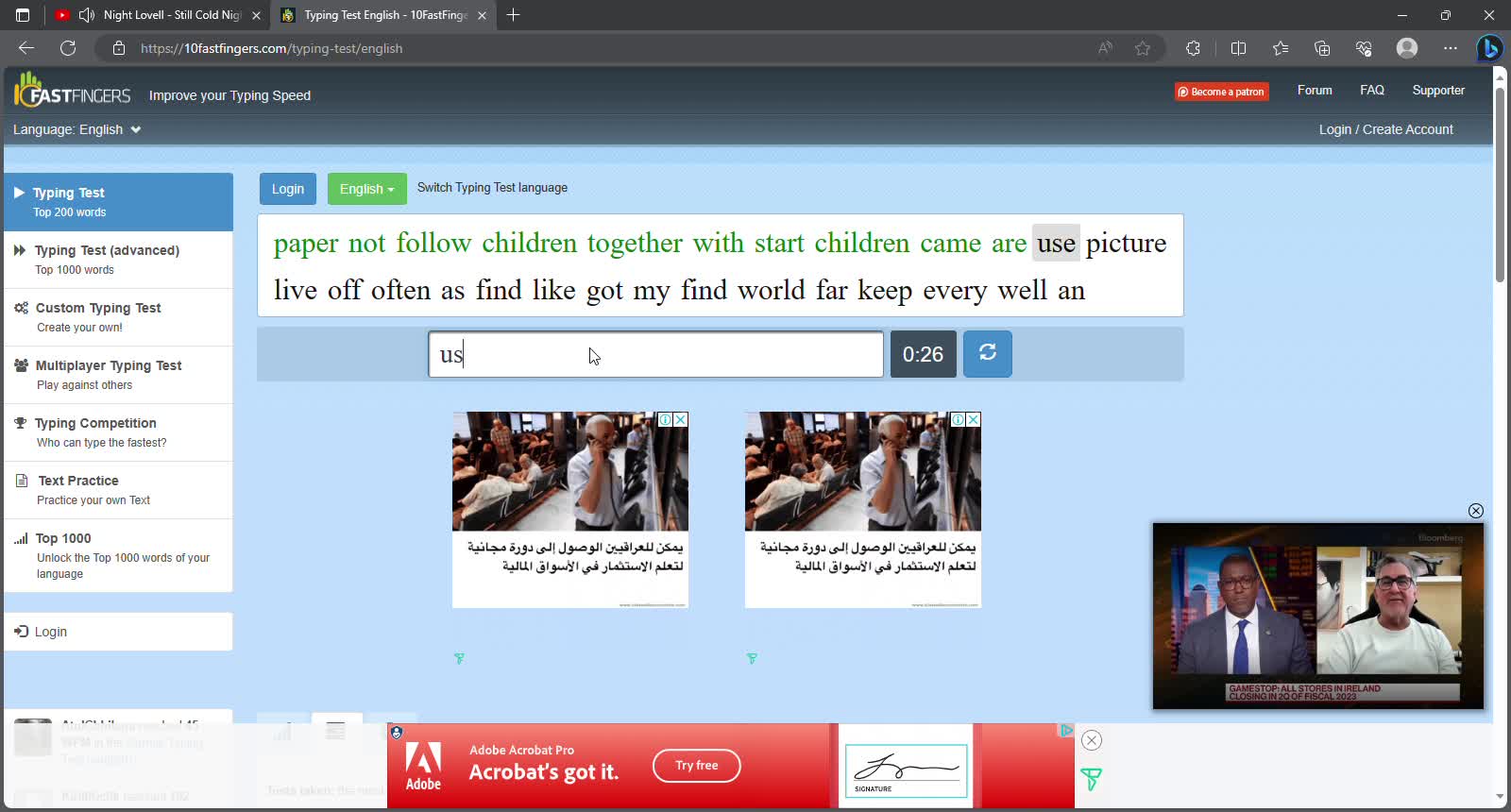 Typing Test English - 10FastFingers.com and 1 more page - Personal ...