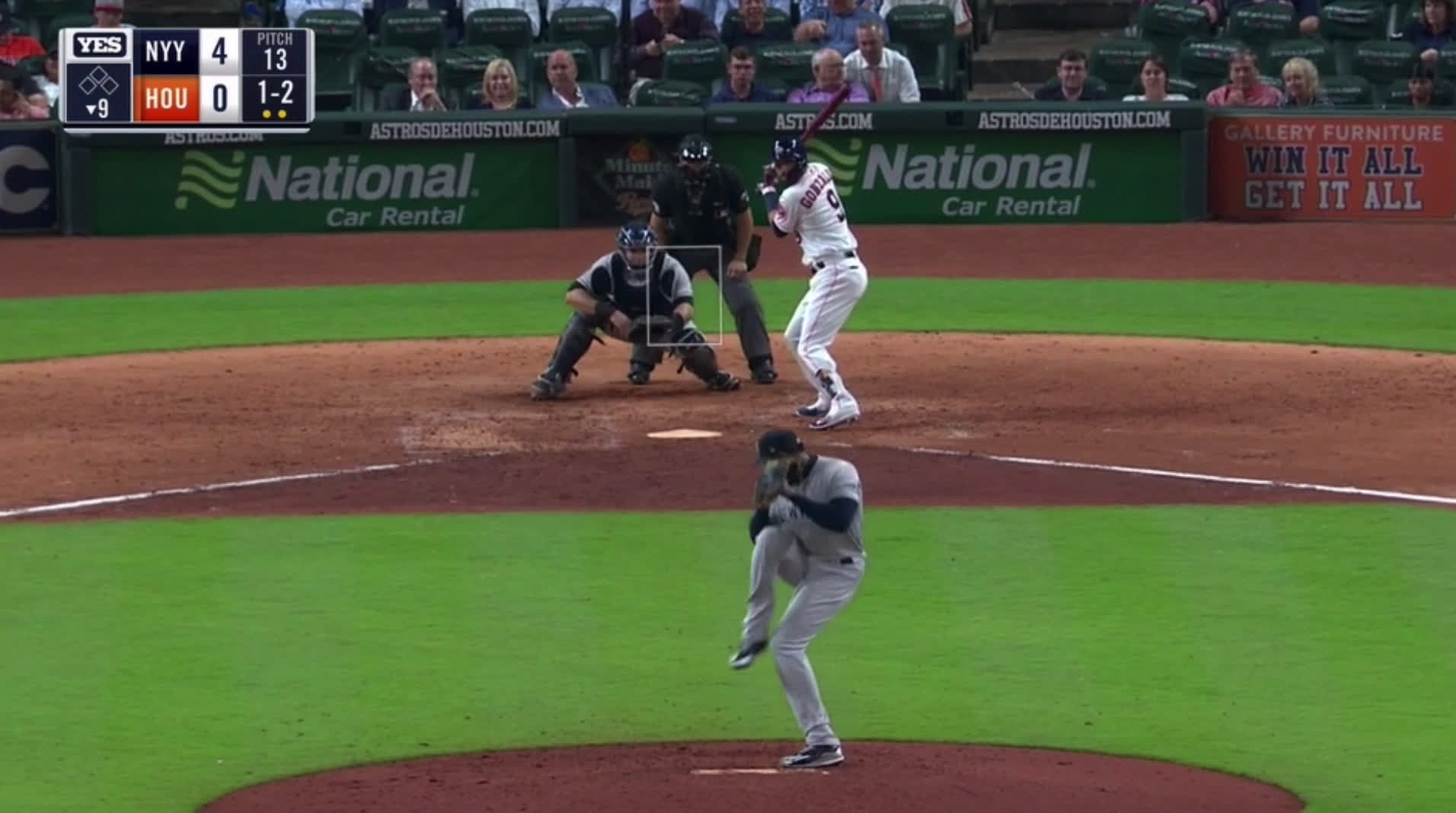 Aroldis Chapman with an absolutely filthy tailing fastball to end the game