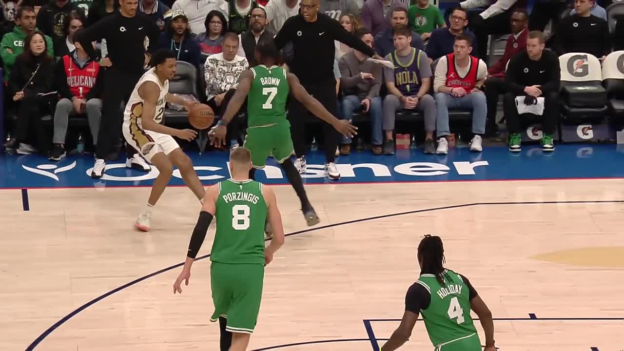 Watch [Highlight] Trey Murphy III banks in a three-pointer over Jaylen Brown | Streamable