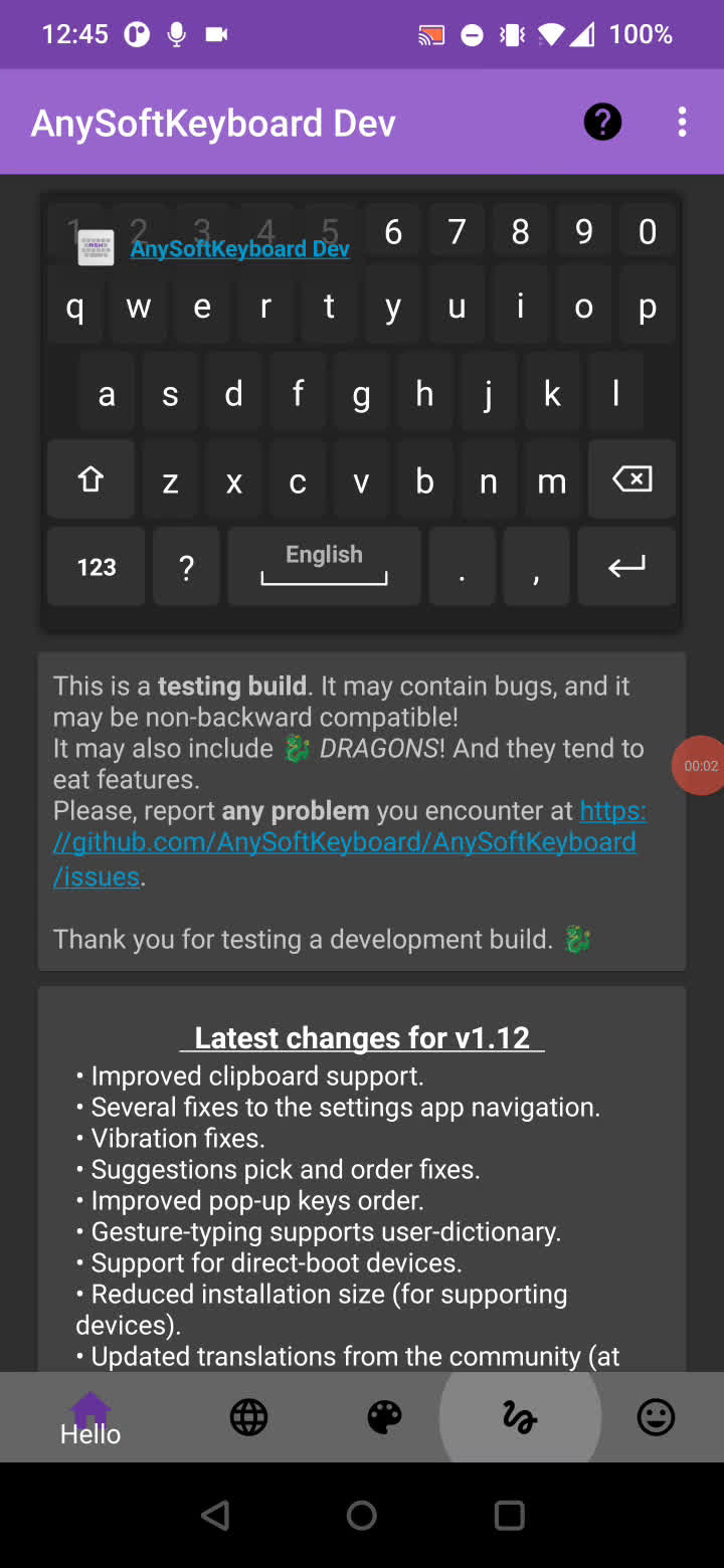 AnySoftKeyboard Red Flashing