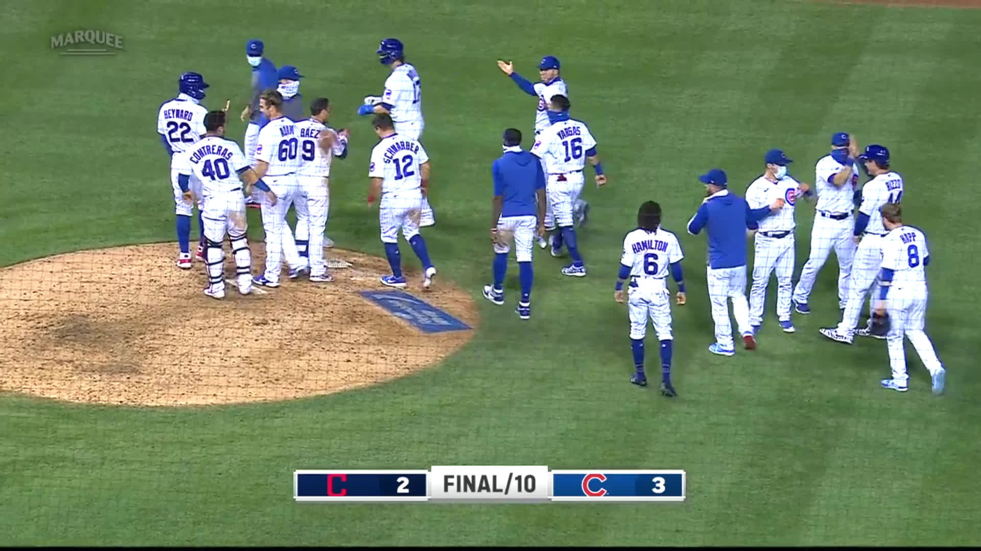 Javier Baez and the Cubs walk-off Cleveland.
