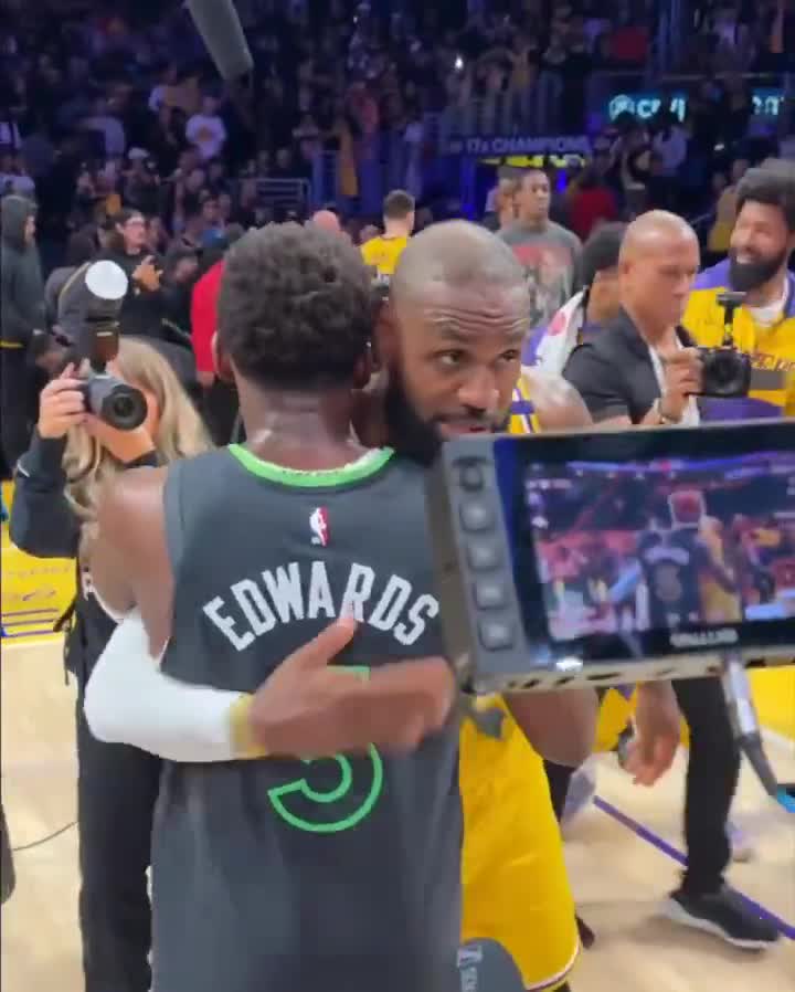 Watch NBA - Ant celebrates and gets daps from Bron after Minnesota ...