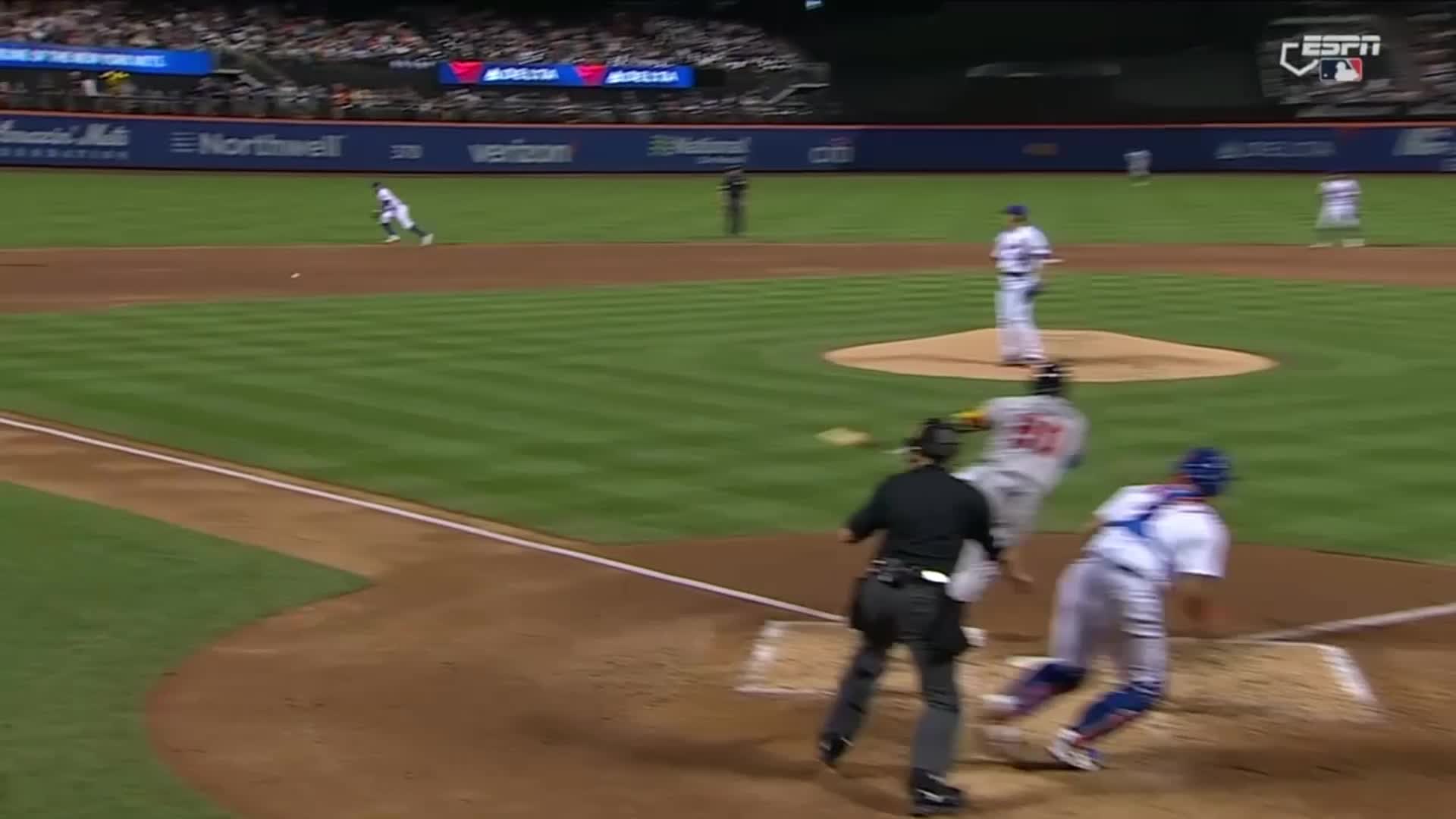 Watch Francisco Lindor makes a nice play to rob Marcell Ozuna of an infield hit. | Streamable