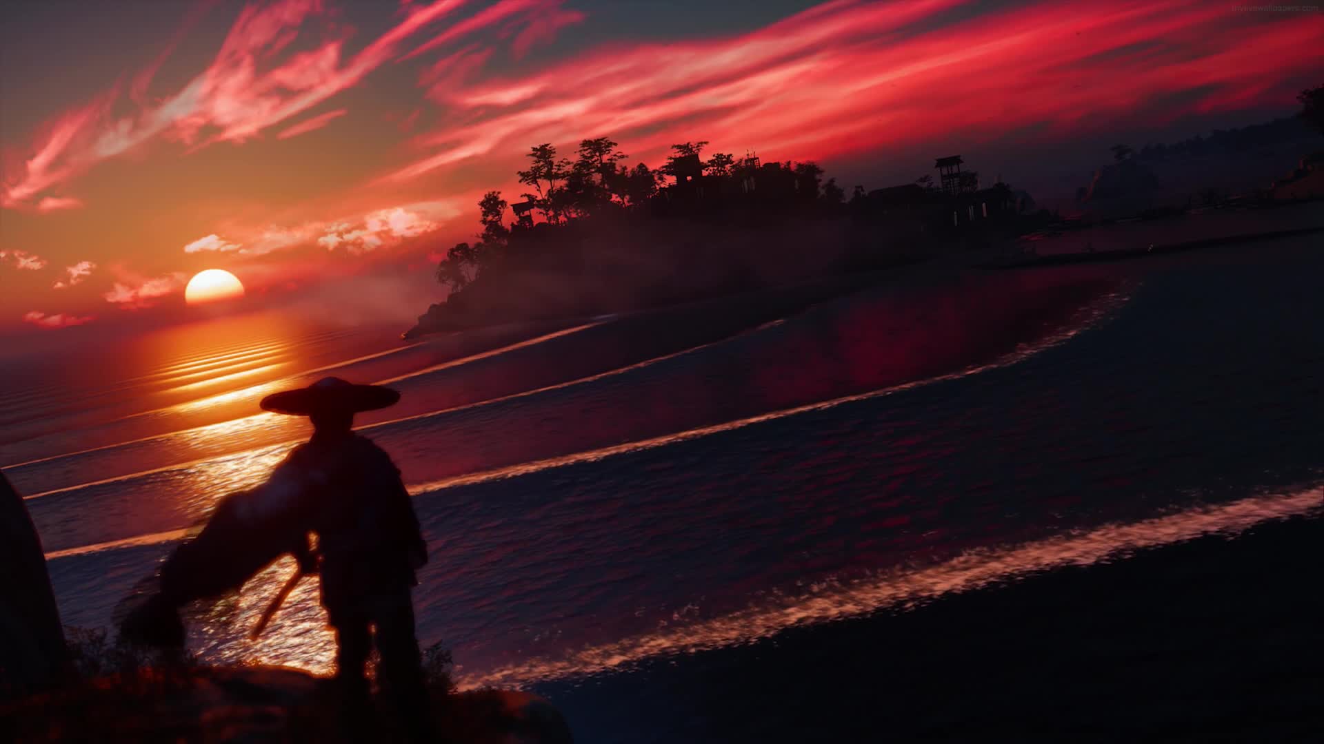 Japanese Samurai And Evening Waves Live Wallpaper HD