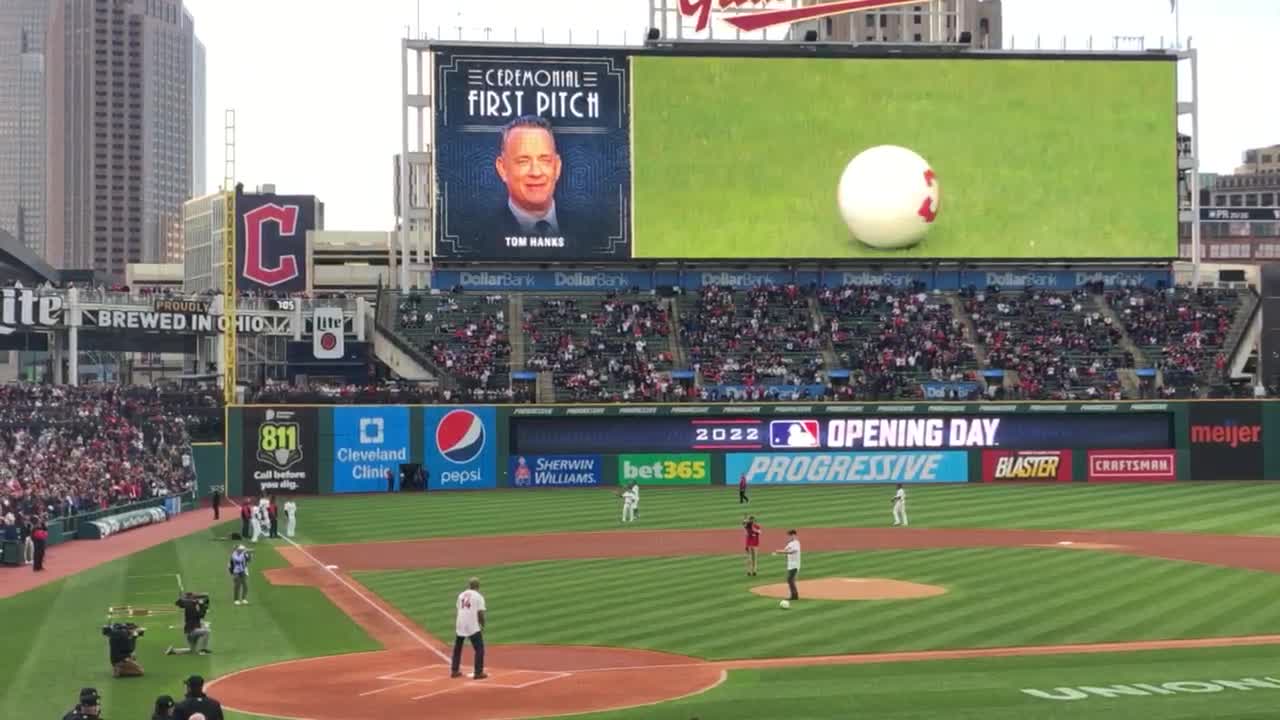 Cleveland Guardians 4/15/22 - Tom Hanks first pitch