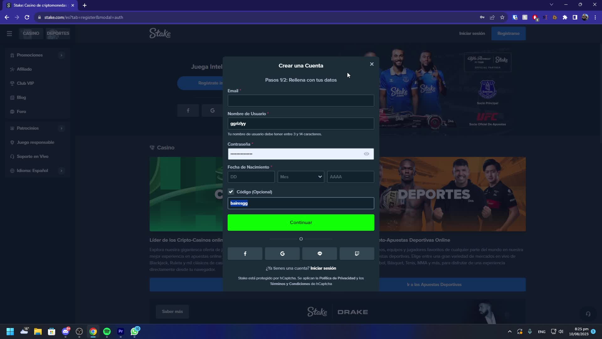 ¿Cómo utilizar nuestro código en stake.com?