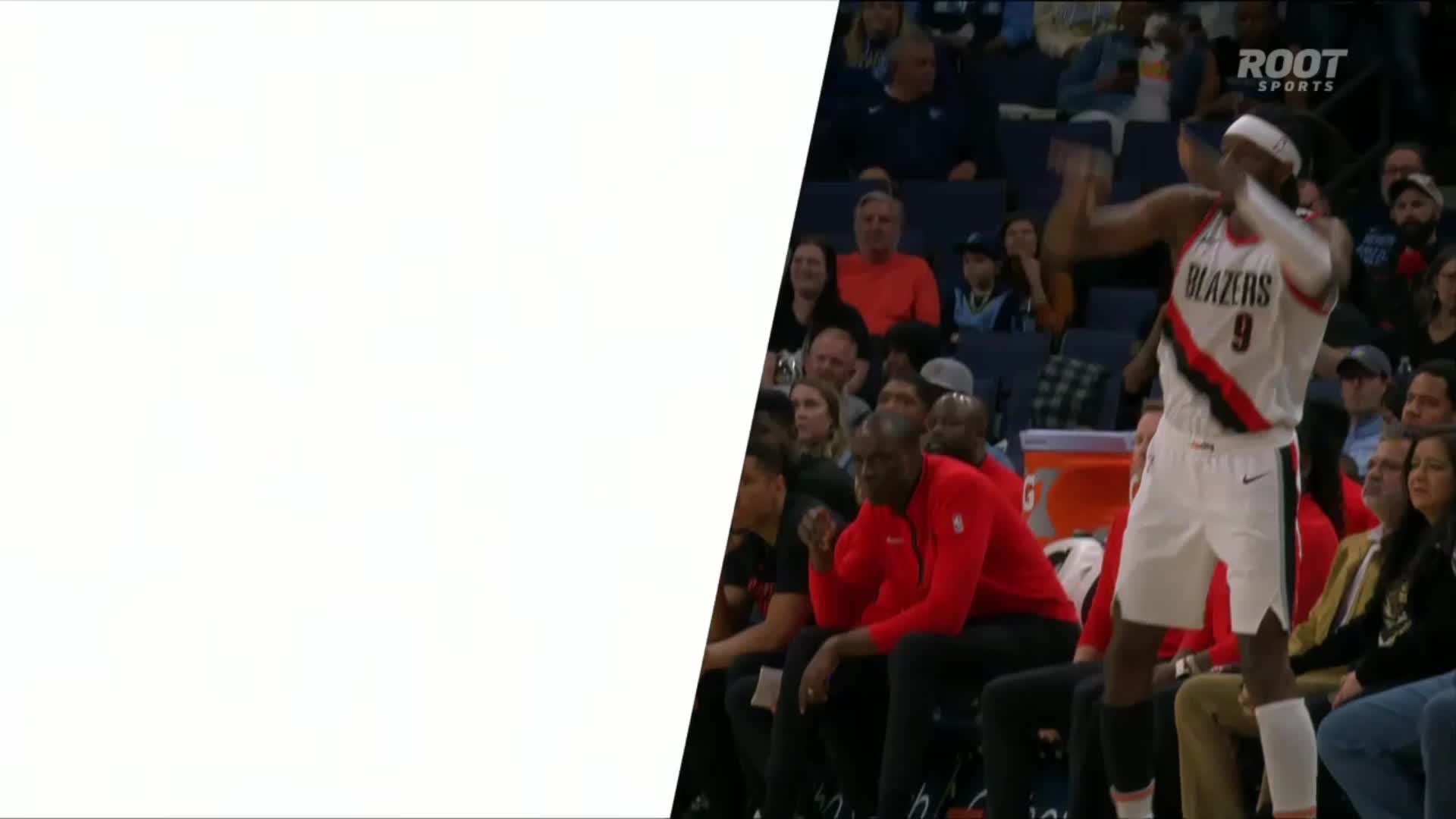 Watch Ant's three bounces high off the rim and Camara is there to slam it back | Streamable