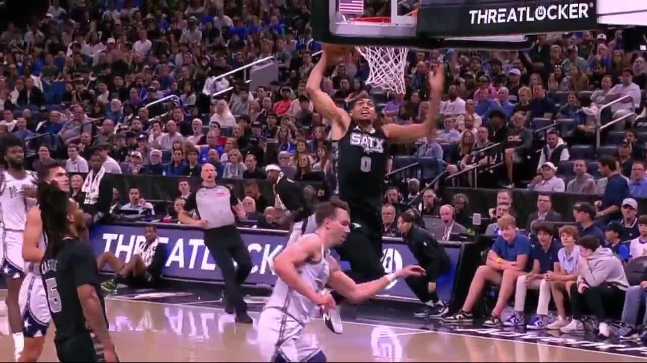 Watch [Highlight] Keldon Johnson throws down a powerful dunk, forcing a ...