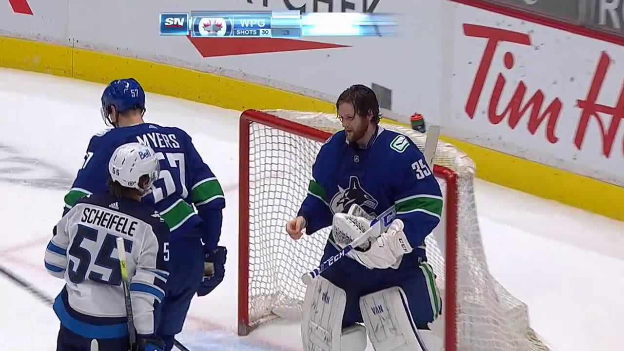 Schefeile returns Demko's helmet