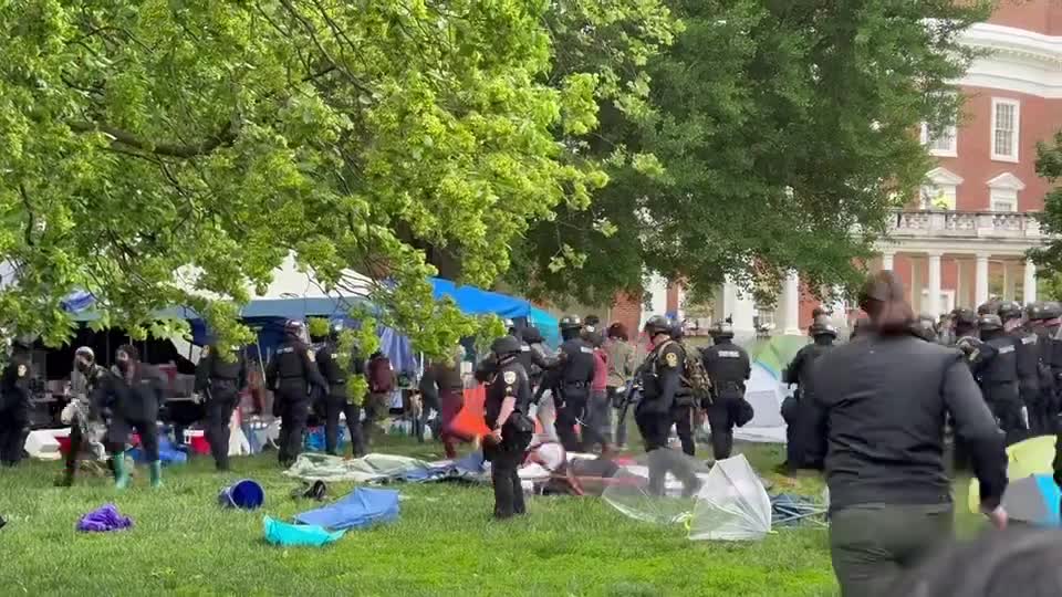 Watch Cav Daily video: riot police break up UVA encampment for Gaza ...