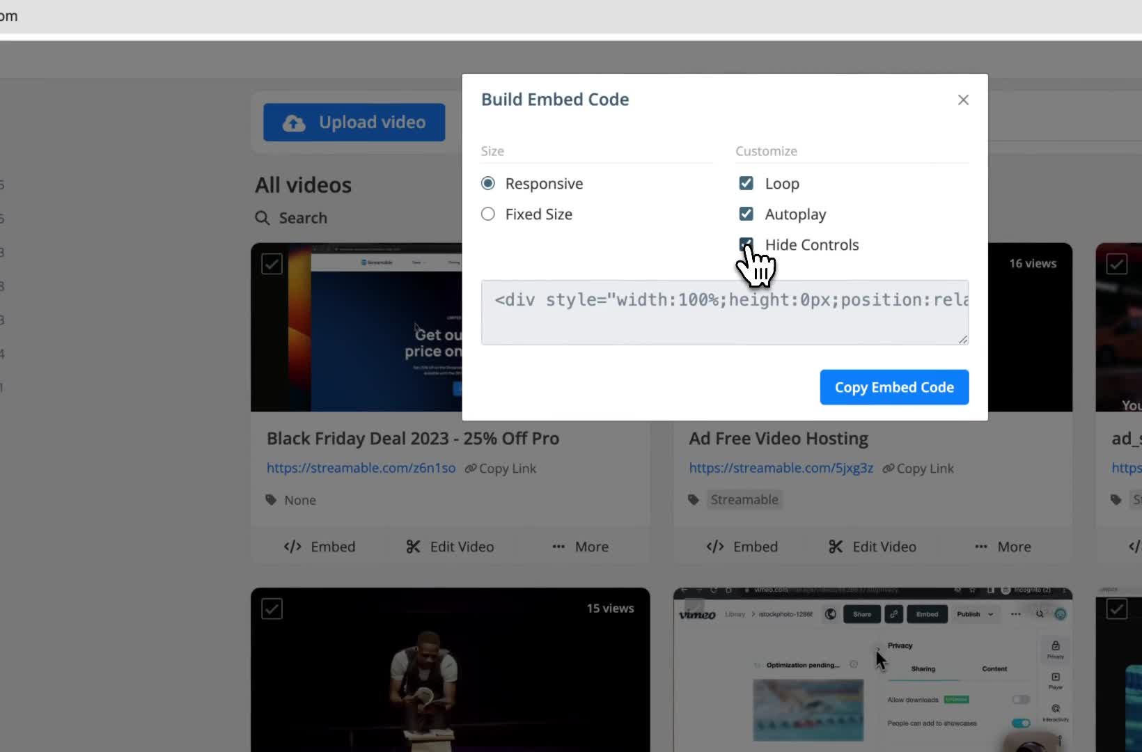 Watch embed video in godaddy | Streamable