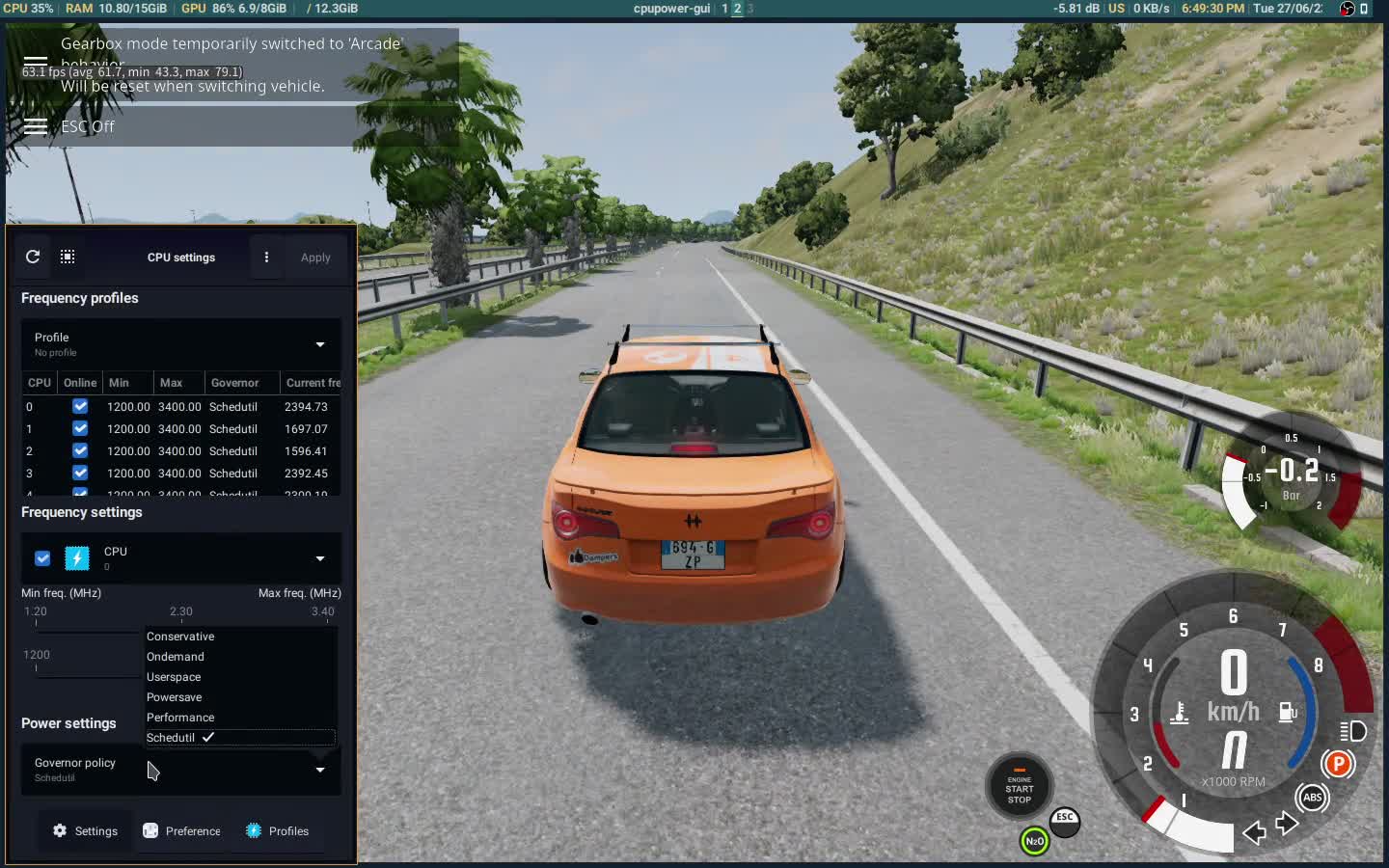 Schedutil vs Performance. BeamNG.Drive