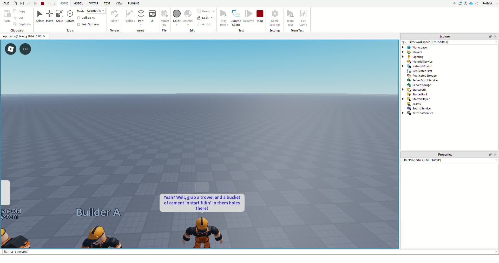 Watch npc tests - Roblox Studio 2024-08-14 15-00-36 | Streamable