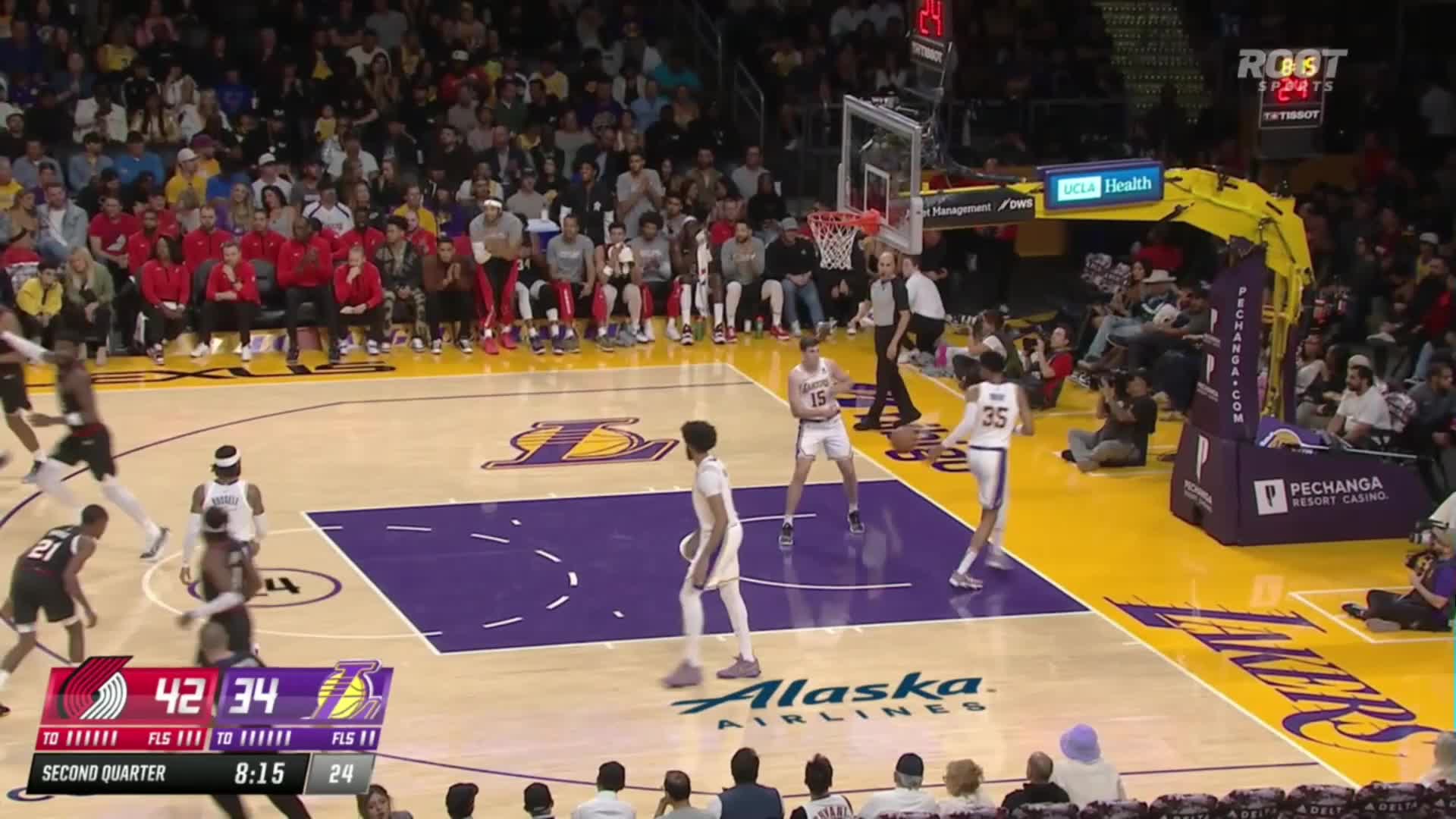 Sharpe hits DA with a nice pass and DA finishes the jump hook