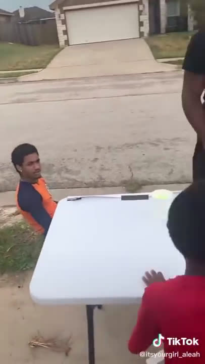 Guy throws kid across table for Lemonade stand