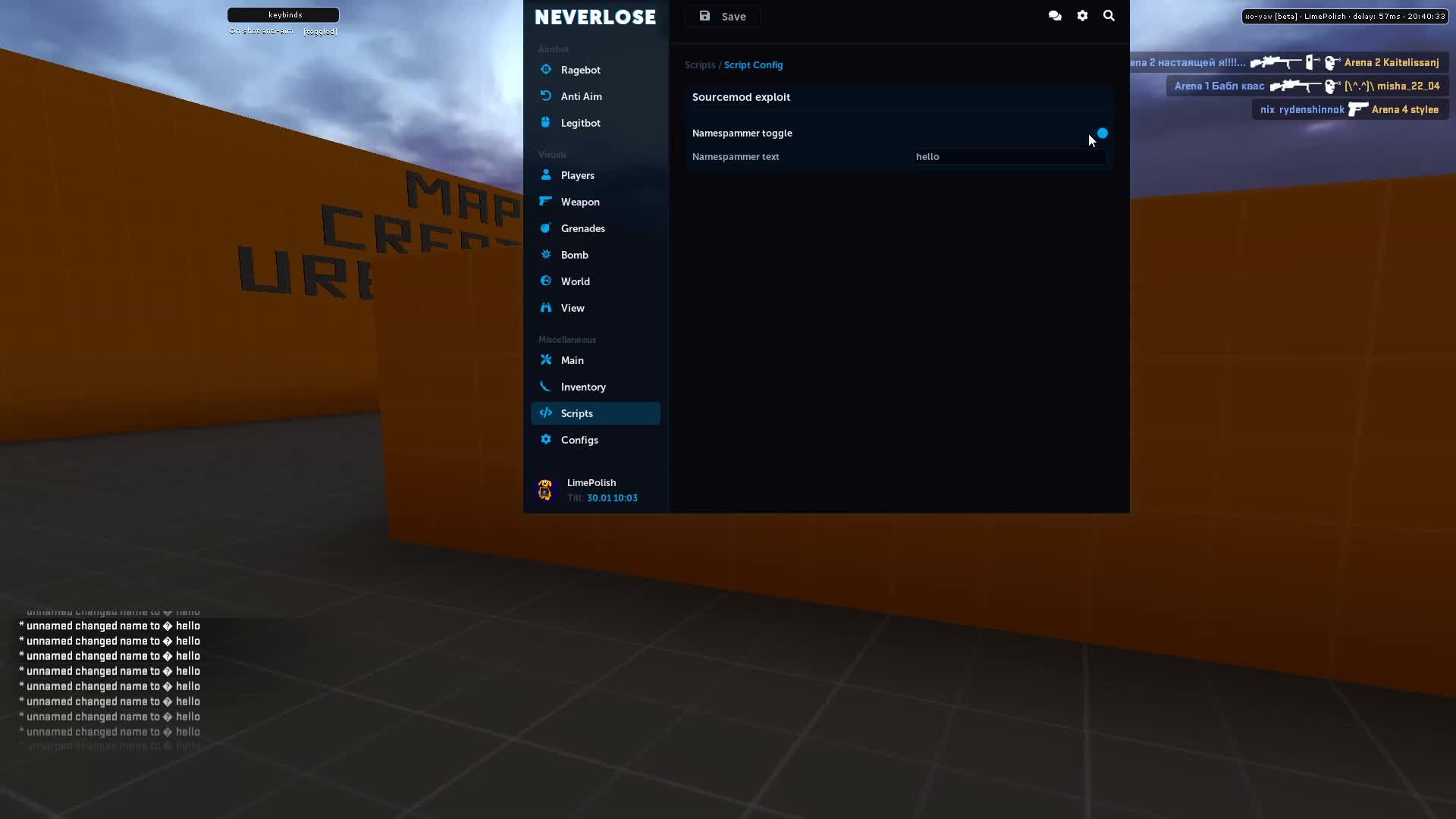 sourcemod namespam script showcase - sharkproject owned
