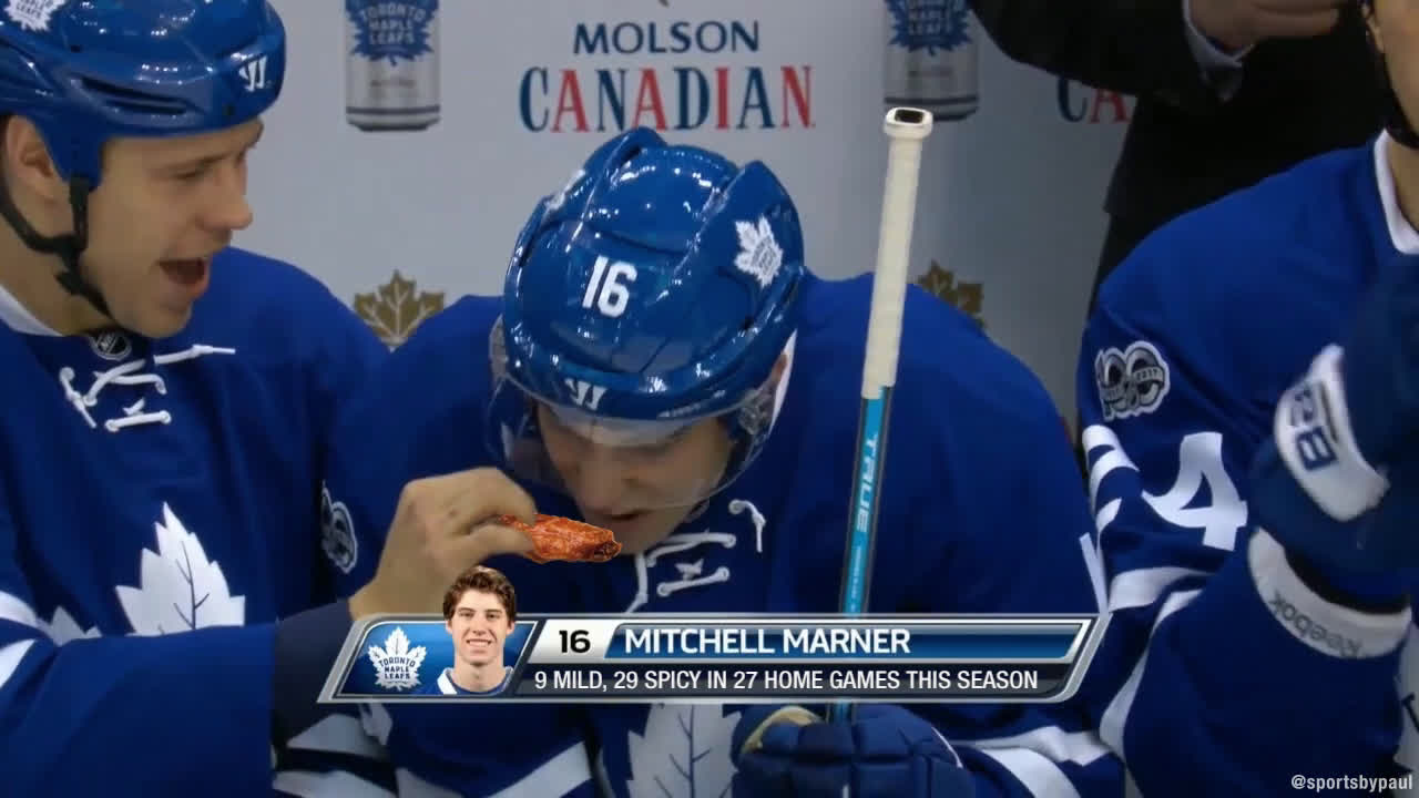 Watch Marner getting spicy on the Leaf bench | Streamable