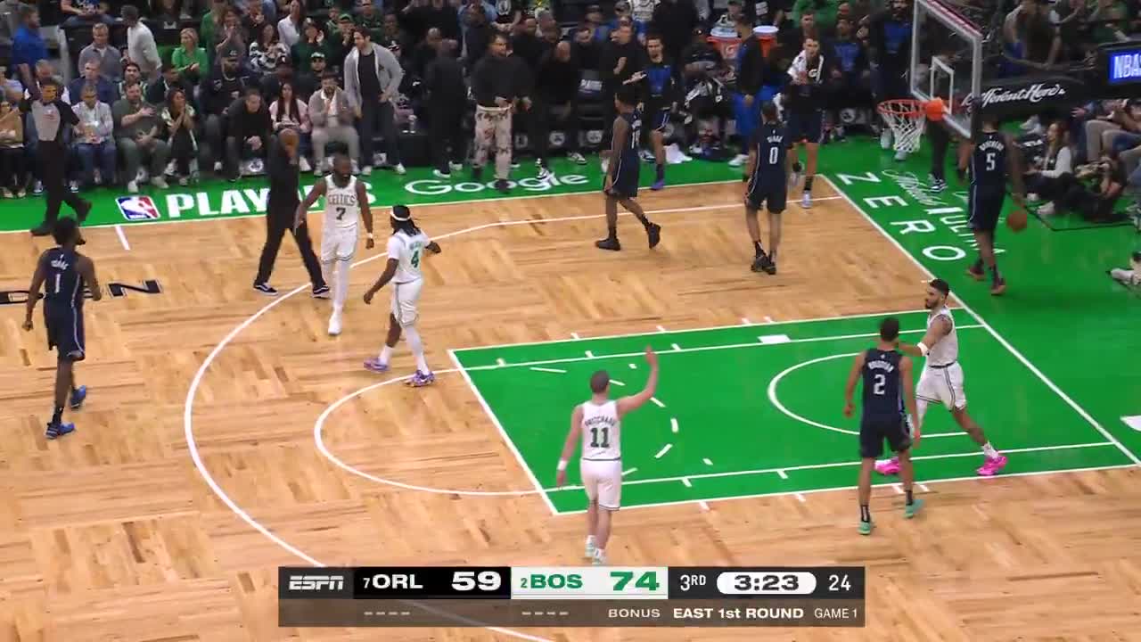 Watch NBA - Porzingis fights for the board. Jrue leads the break ...