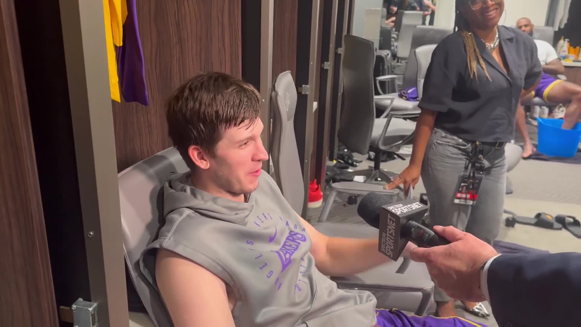 Watch Dave McMenamin - LeBron James providing background commentary during Austin Reaves’ media ...