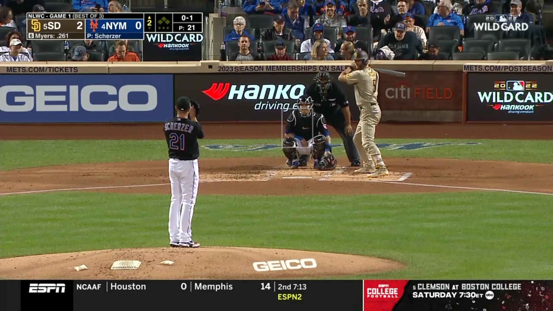 The Mets show a support message for Sarah Langs on the scoreboard and ...