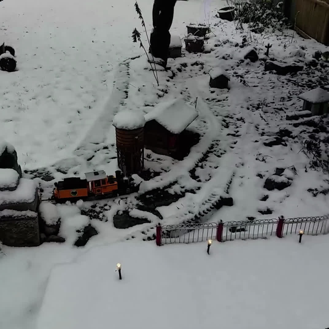 Model Train Plows Snow stabilized and Blurred