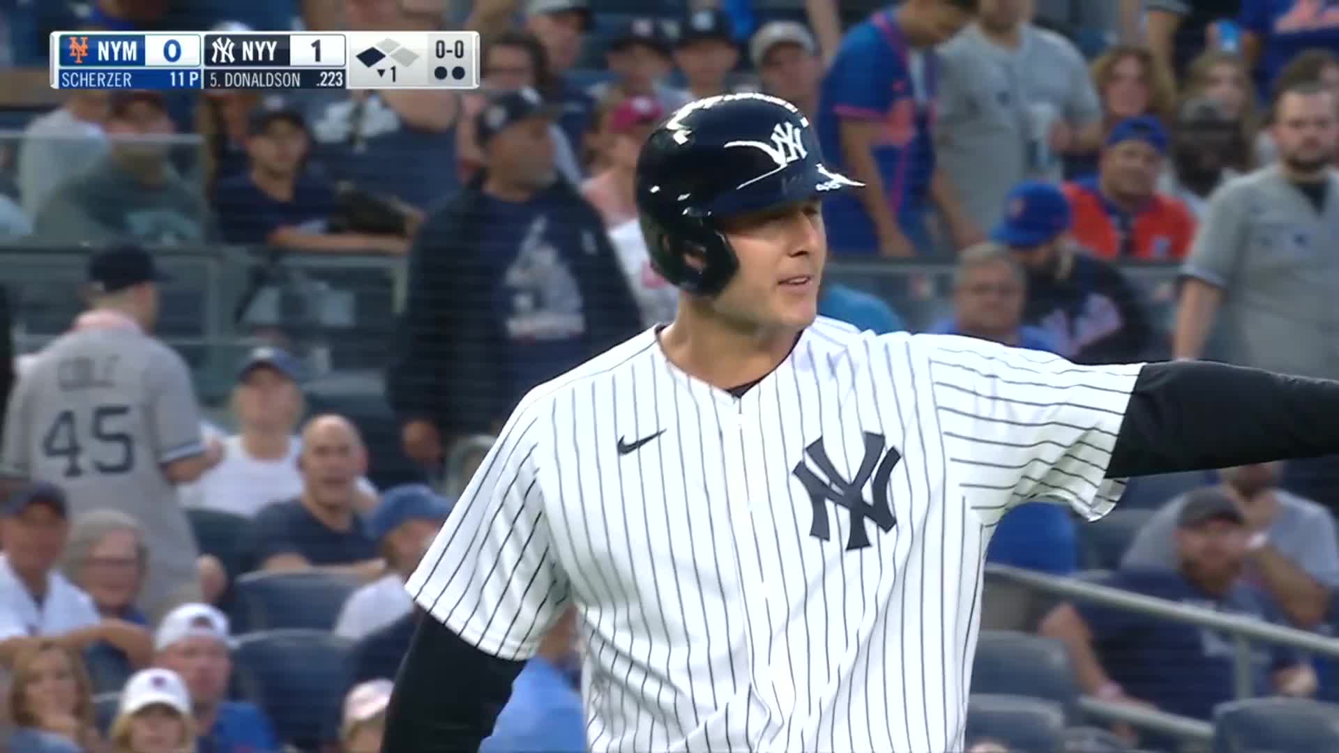 Max Scherzer goes to appeal at third, Rizzo breaks for second, the ball ...