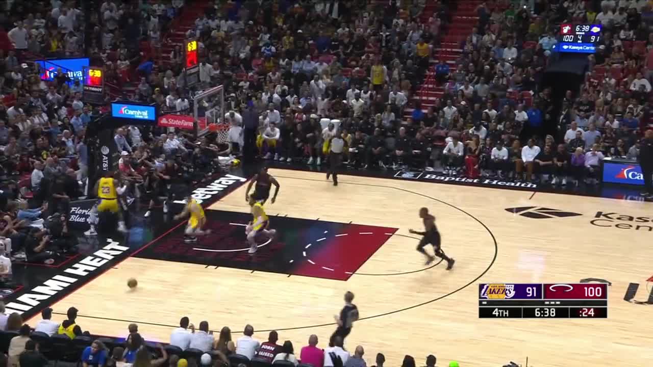 LeBron with his standard chasedown block on Herro