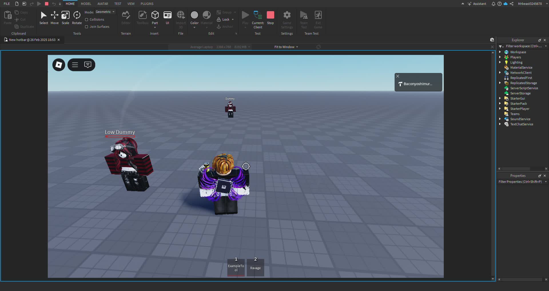 Watch New hotbar - Roblox Studio 2025-02-26 18-53-25 | Streamable