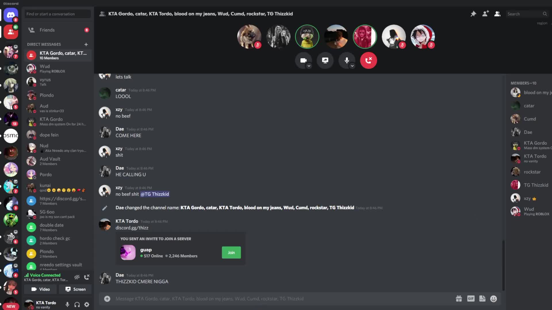 thizz gets packed to sleep by gordo