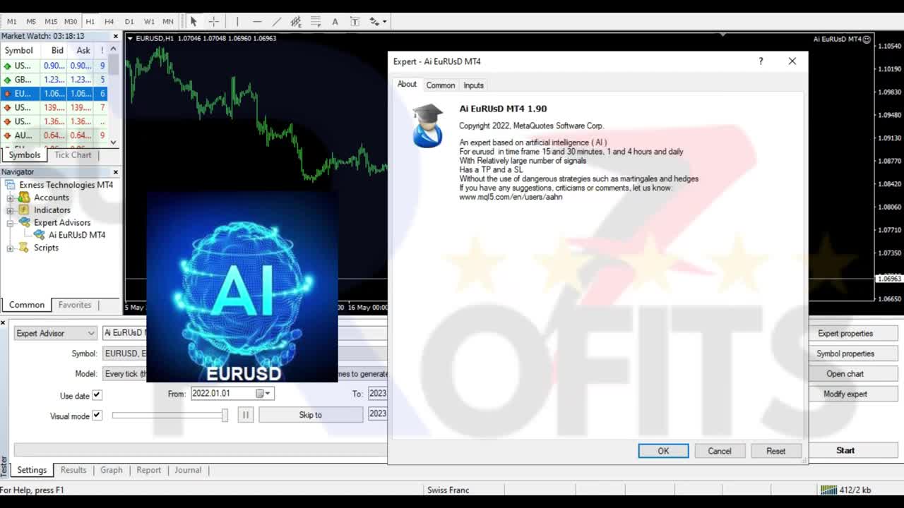 Review Ai EuRUsD MT4 V1.9 MQL5 Forex EA Robot Cracked Version Best AI Forex EA 75- Winrate