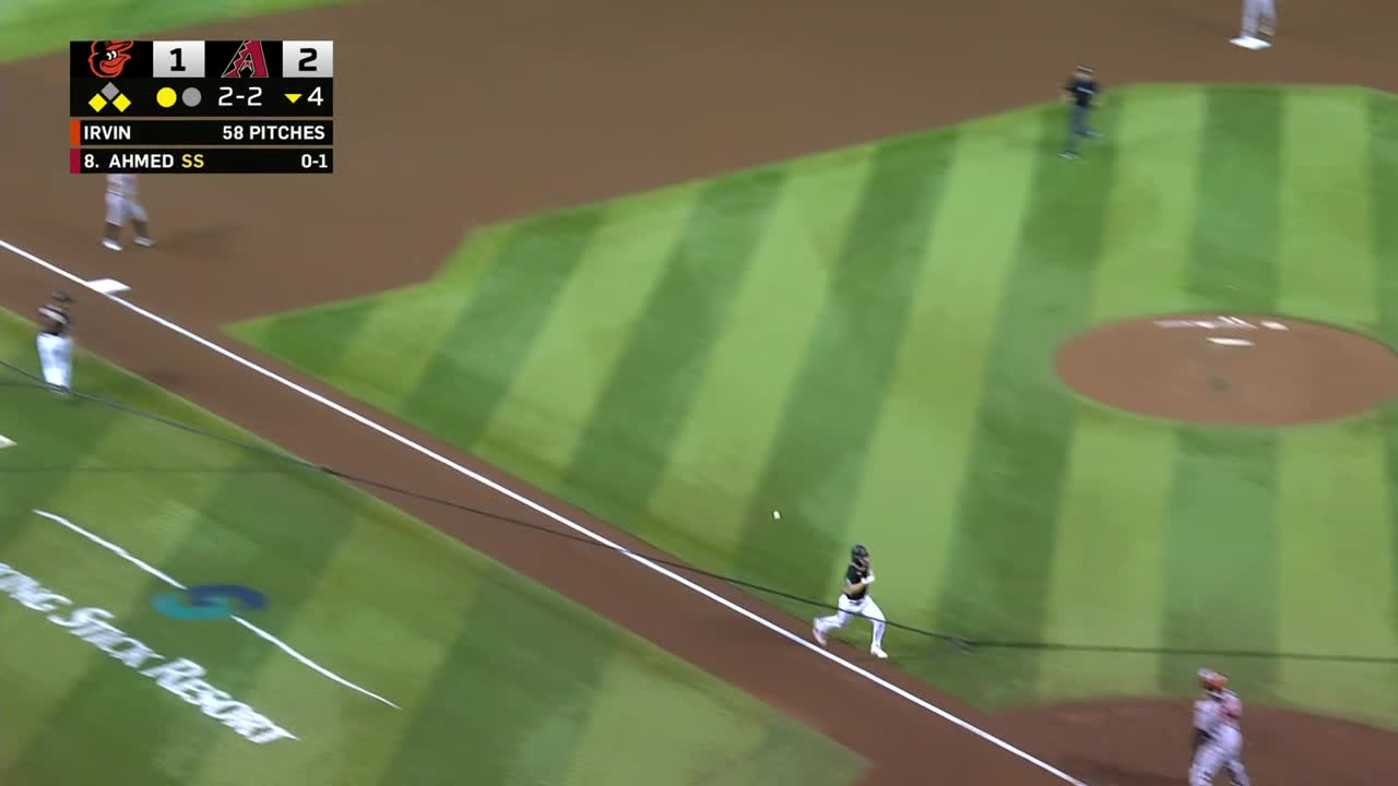 Watch Nick Ahmed flies into a double play, shortstop Gunnar Henderson to catcher Adley Rutschman ...