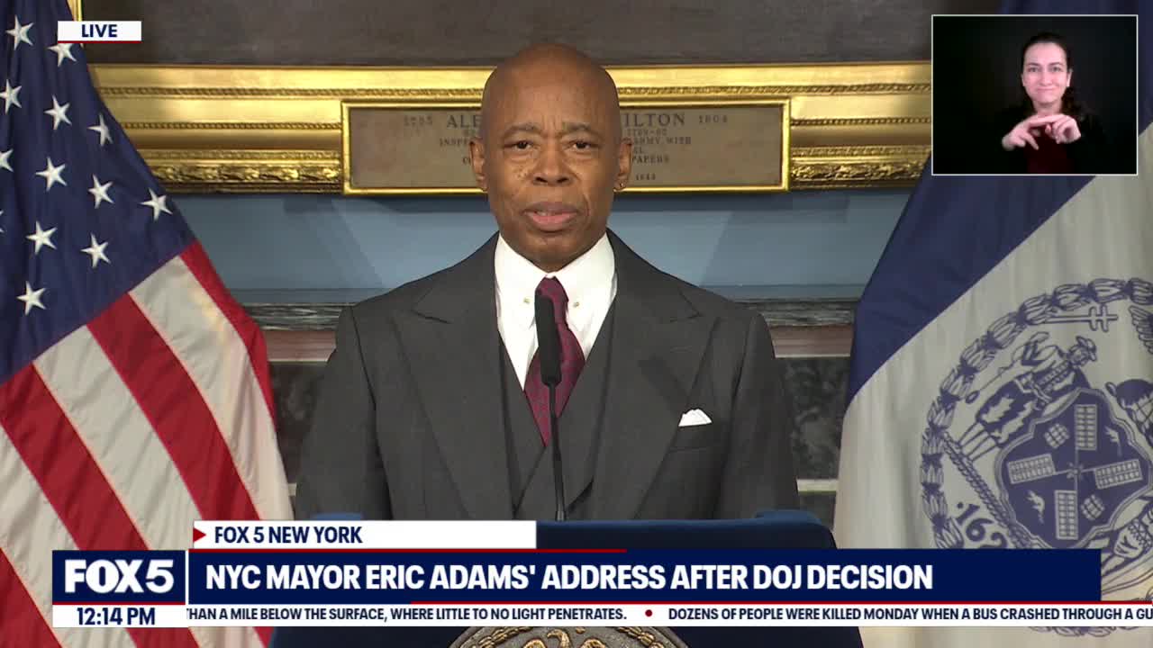 Watch NYC Mayor Adams addresses public after DOJ decision- 'I never ...