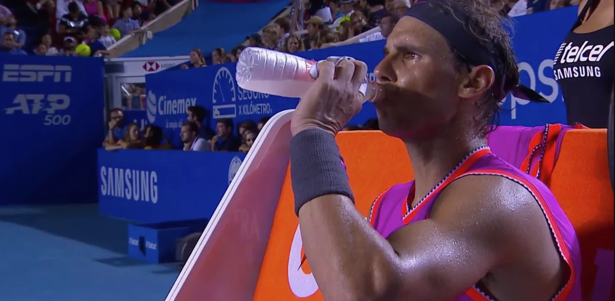 Rafa eating water
