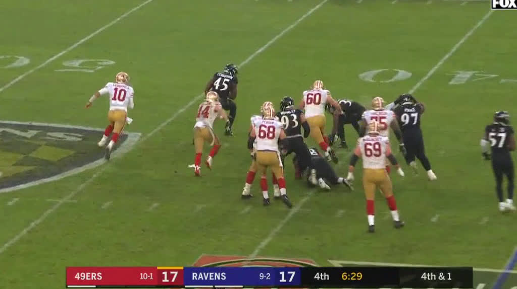 Week 13 2019 - Jimmy Garoppolo failed fourth-and-1 attempt